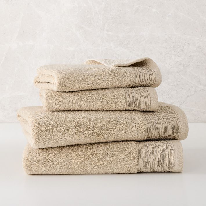 Cotton Linen Gathered Border Towel Set | West Elm