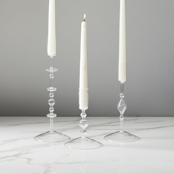 Paradiso Clear Glass Taper Holders West Elm