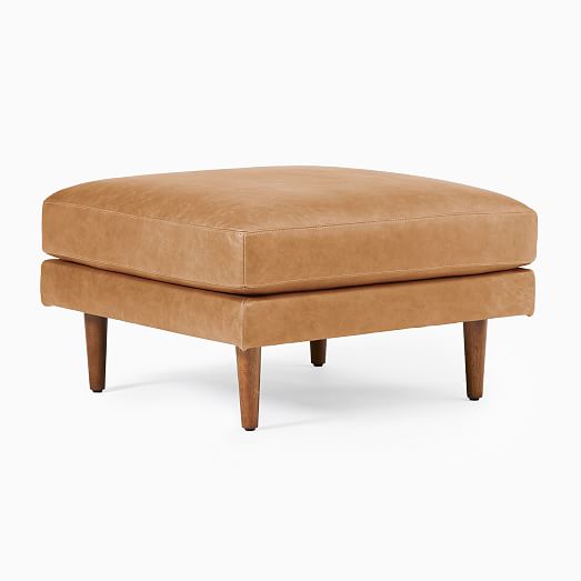 West elm leather ottoman store