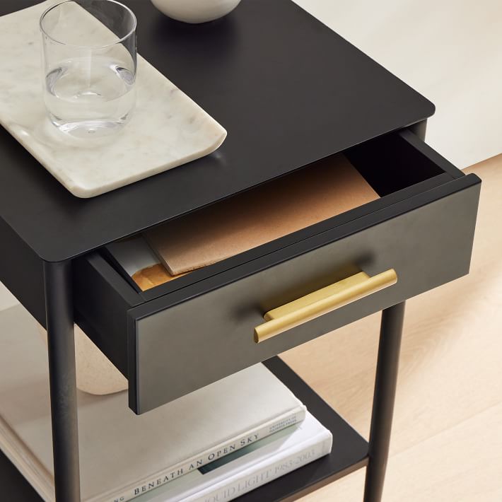 West elm black metal nightstand store