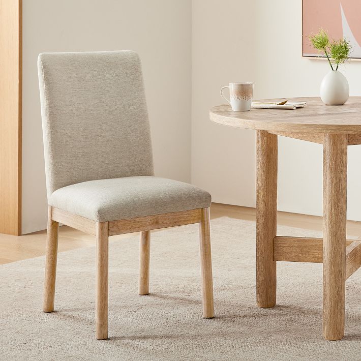 High back linen dining chairs store