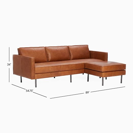 Axel 89 Reversible Sectional Halo Leather Green Banker Metal West Elm