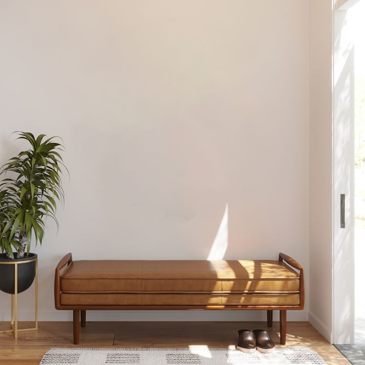 West elm leather bench store