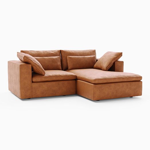Harmony Modular Sectional Set 50 1 Arm Chair Left Arm Chaise Down Nubuck Leather Brown Fawn Concealed Supports West Elm