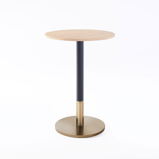 Restaurant Table 36 Round Dark Walnut Bar Ht Orbit Base Bronze Brass West Elm