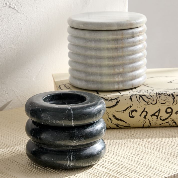 Modern Marble Round Boxes | West Elm