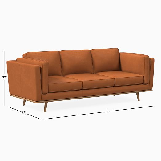 Zander 90 Sofa Outback Leather Brown Tan Almond West Elm