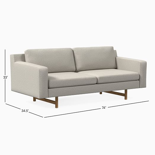 Eddy 74 Sofa Poly Brown Camel Performance Distressed Velvet Almond West Elm