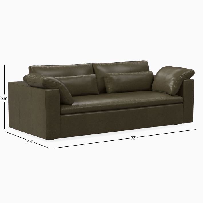 West elm black leather couch store