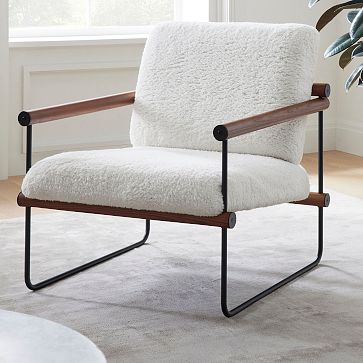 Ross Chair Poly Performance Coastal Linen Gray Frost Gray Black Walnut West Elm