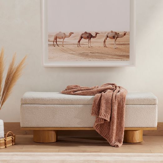 Round Plinth Legs Storage Bench 55 West Elm