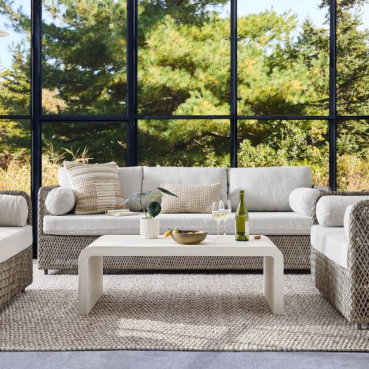 Sofa Woven Coastal Sunroom West Elm