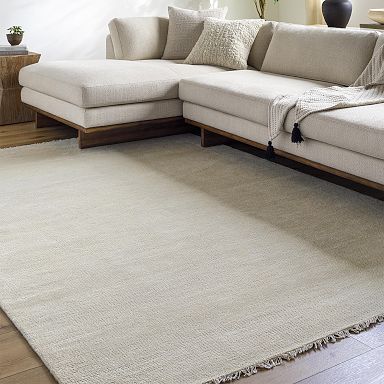 Hand-Knotted Solid Wool Rug