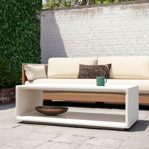 Calla Outdoor 48 Concrete Coffee Table White Alabaster West Elm