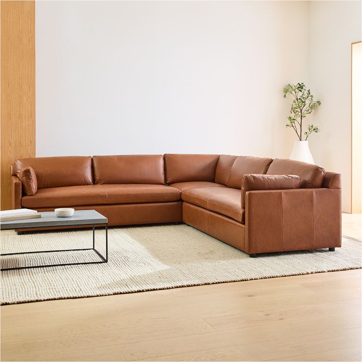 Marin Leather 3 Piece L Shaped Sectional 114 West Elm