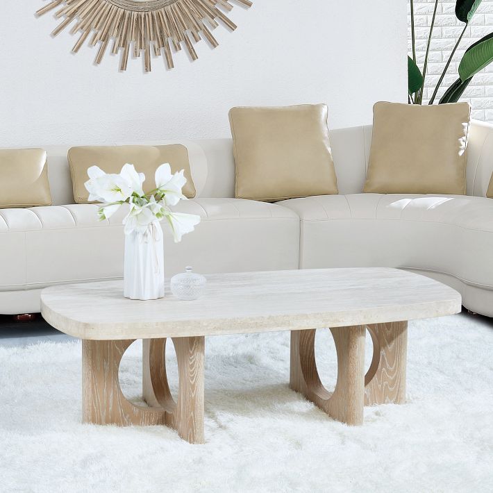 Taliferro Travertine Coffee Table (48") | West Elm
