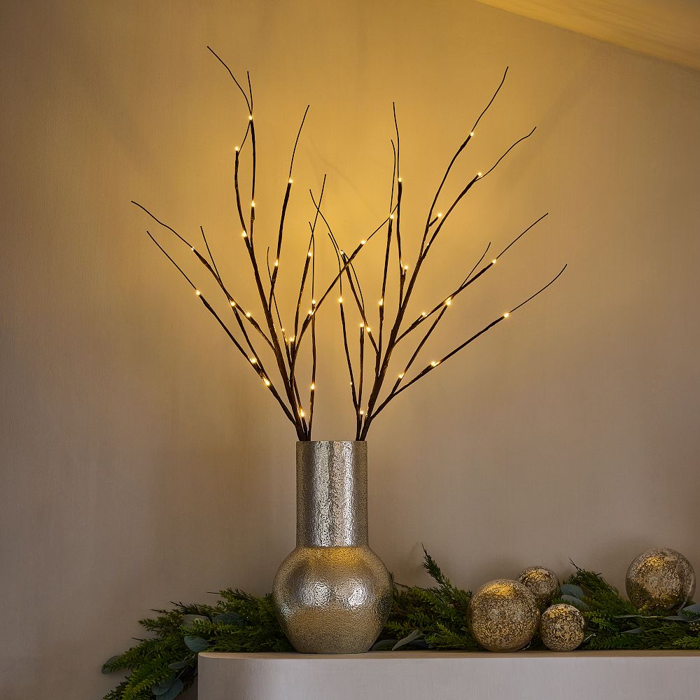 Brown Wrapped Light-Up Branches (Set of 2) | West Elm