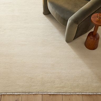 Hand-Knotted Solid Wool Rug