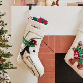 Felt Penguin Skiing Stocking | West Elm