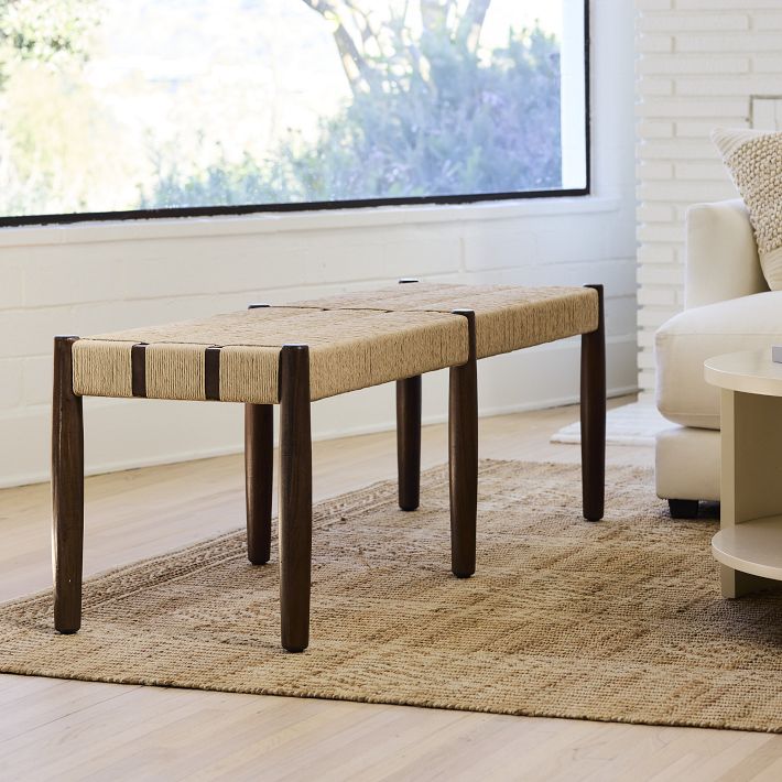 Morton Woven Show Wood Bench | West Elm