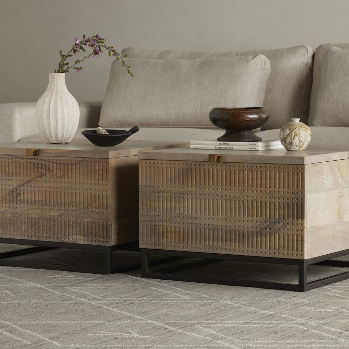 Carved Mango Wood Storage Coffee Table (24") | West Elm