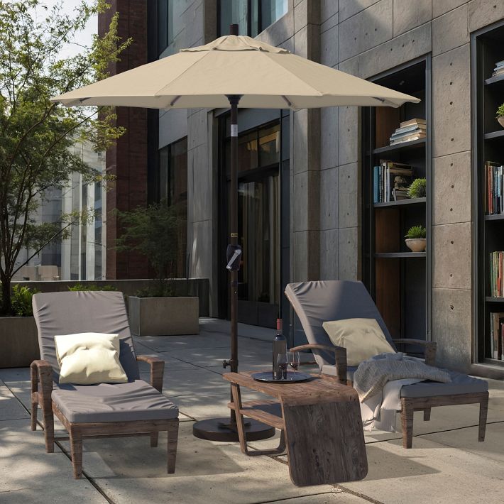 7.5' Round Outdoor Patio Umbrella - Rustproof Aluminum Tilt Frame ...