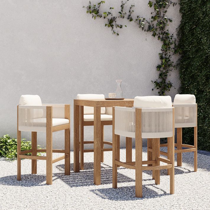 Portside Bar Table (35") & Porto Bar Stools Set | West Elm