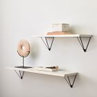 Linear White Lacquer Wall Shelves with Prism Brackets | West Elm