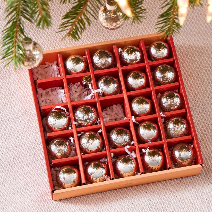 Mercury Boxed Ornaments (Set of 25) - Elegant Holiday Decor | West Elm