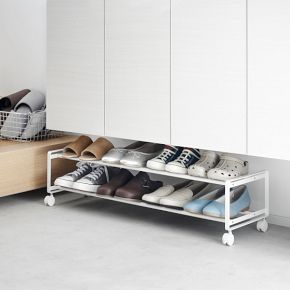 Yamazaki Tower Two-Tier Rolling Shoe Rack | West Elm