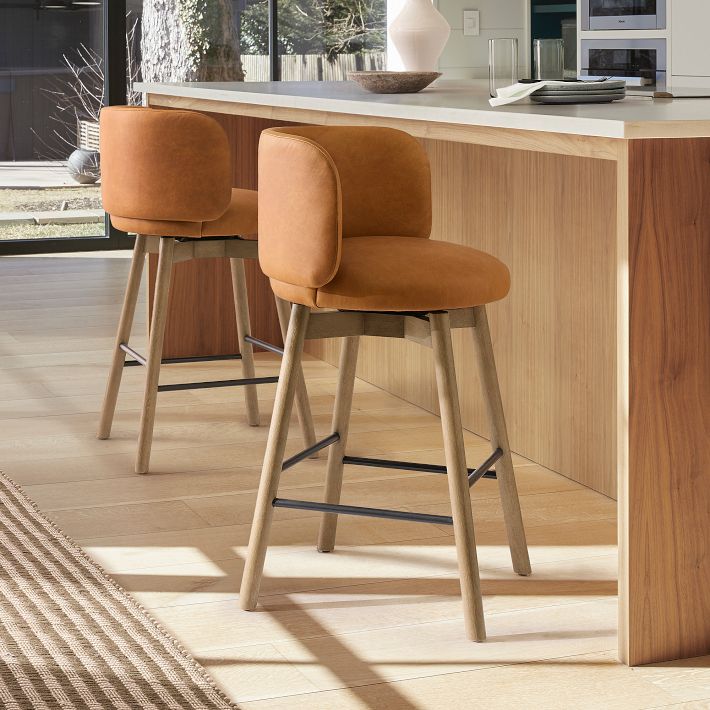 Devon Leather Bar & Counter Stools | West Elm