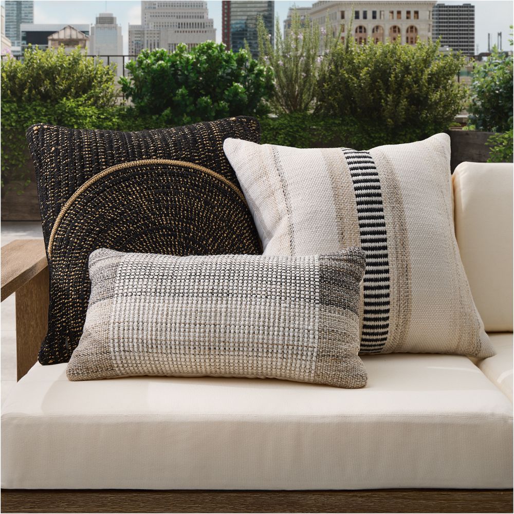 Outdoor Half Block Stripe Pillow Set | West Elm
