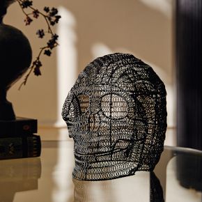 Iron Mesh Skull Sculpture | West Elm
