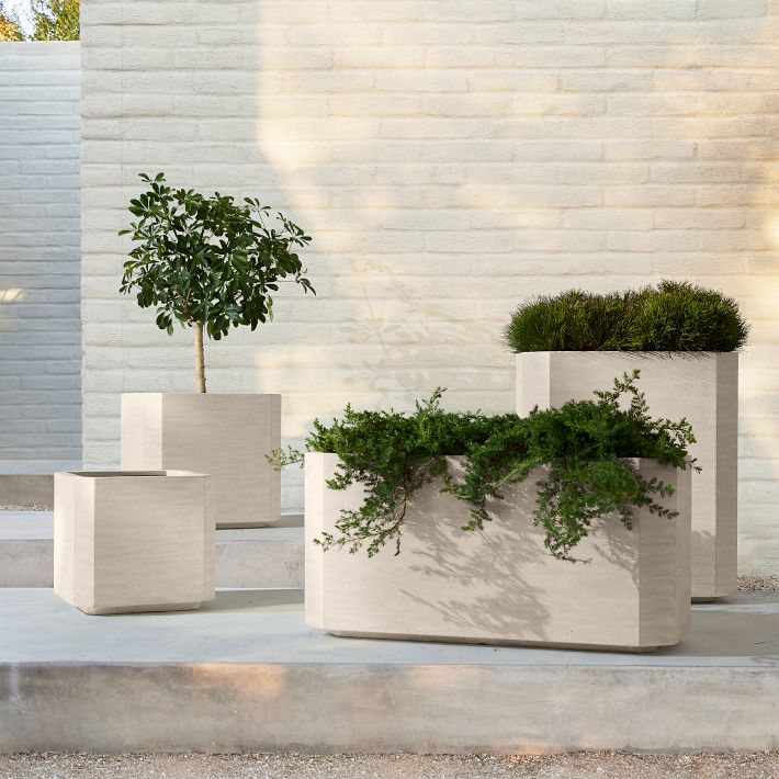 Beveled Ficonstone Indoor/Outdoor Planters | West Elm