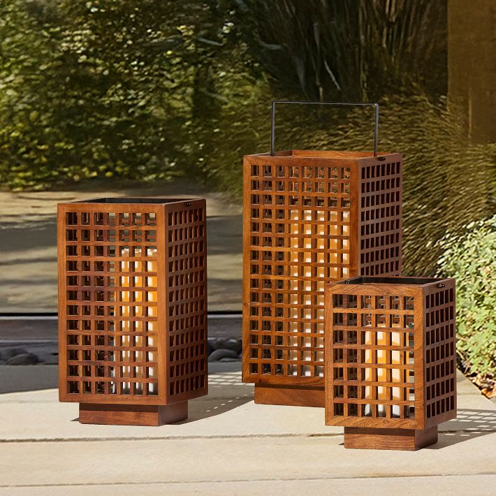Enzo Wood Lanterns | West Elm