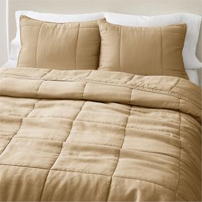 Open Box: European Flax Linen Box Stitch Quilt | West Elm