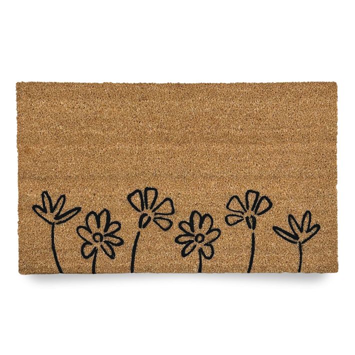 Nickel Designs Hand-Painted Doormat - Flowers | West Elm