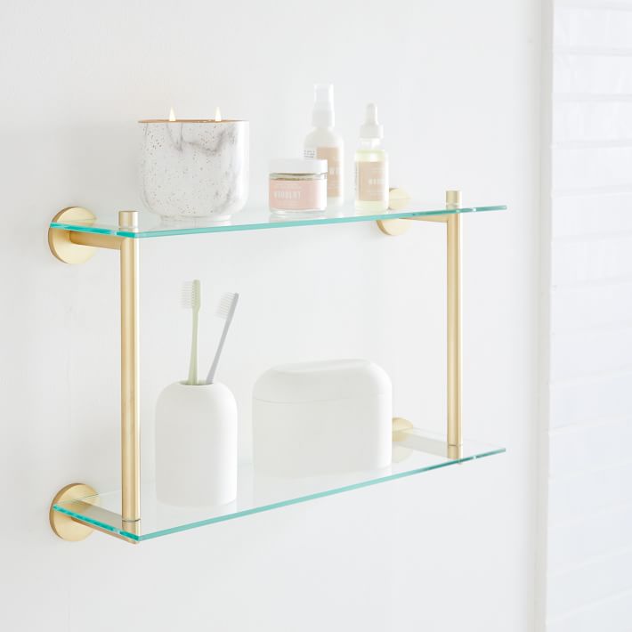 Modern Overhang Double Glass Bathroom Shelf | West Elm