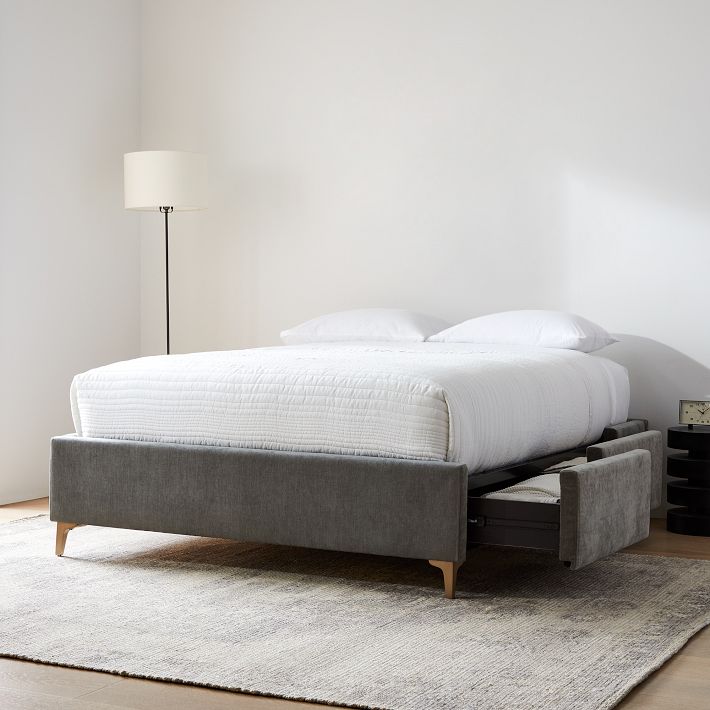Upholstered Side Storage Bed Frame | West Elm
