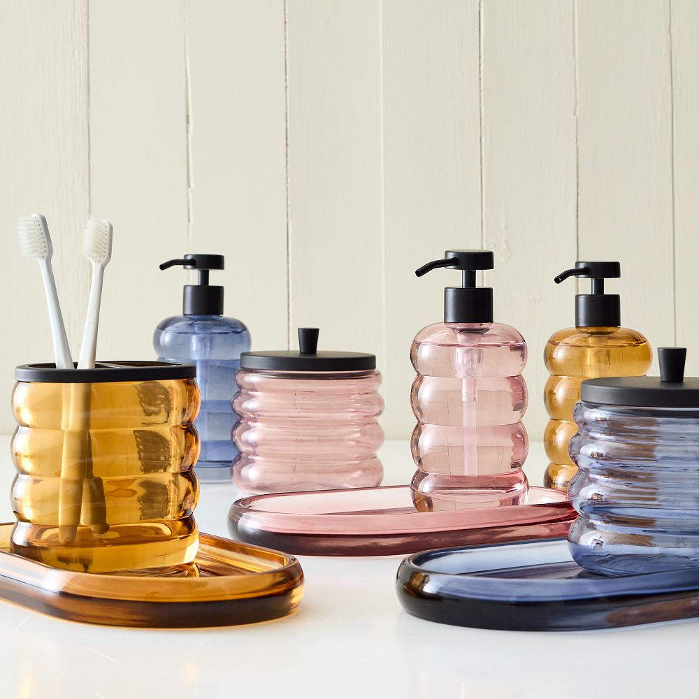 Sculptural Glass Bath Accessories | West Elm