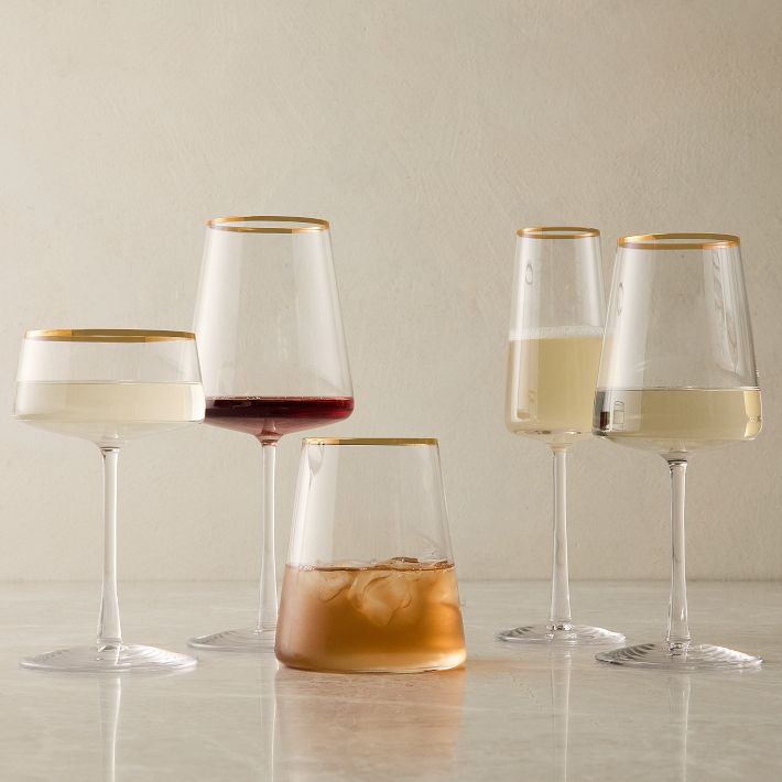 Horizon Lead-Free Crystal Gold-Rimmed Glassware Sets | West Elm