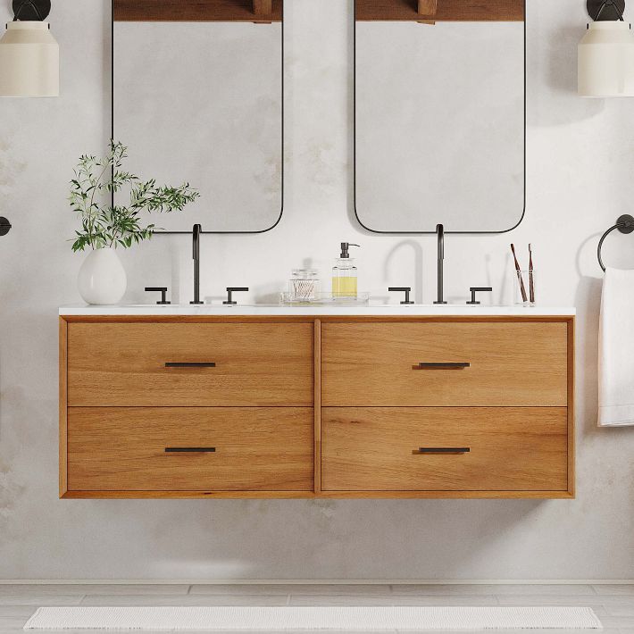 Mid-Century Floating Double Bathroom Vanity (63"–72") | West Elm