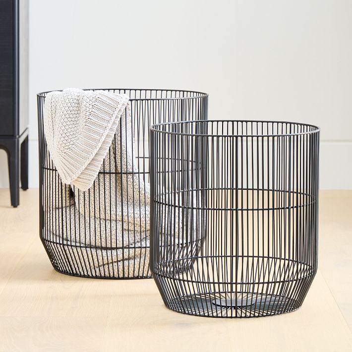 Fine Line Metal Round Baskets - Modern Storage Solutions | West Elm