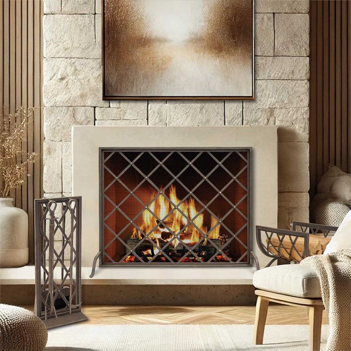 Iron Weave Fireplace Screen | West Elm