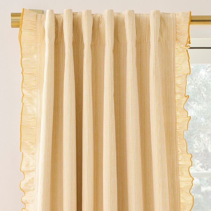 Pinstripe Ruffle Curtain | West Elm