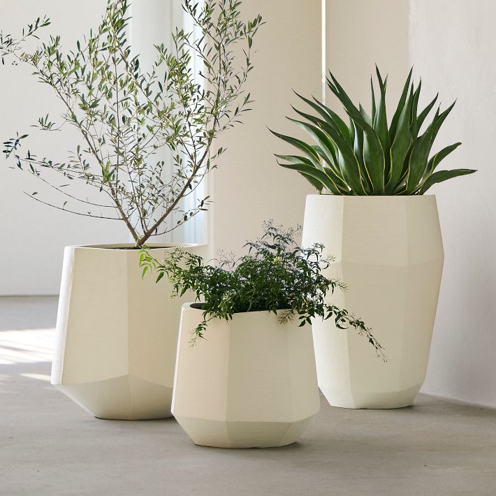 Fallon Faceted Ficonstone Indoor/Outdoor Planter | West Elm