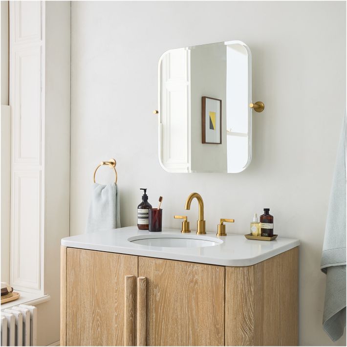 Frameless Pivot Wall Mirror - Rectangle for Modern Bathrooms | West Elm
