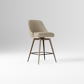 Open Box: Mid-Century Swivel Counter Stool (26") - Nubuck Leather Beige ...
