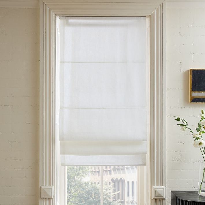 Custom Linen Cordless Roman Shade | West Elm