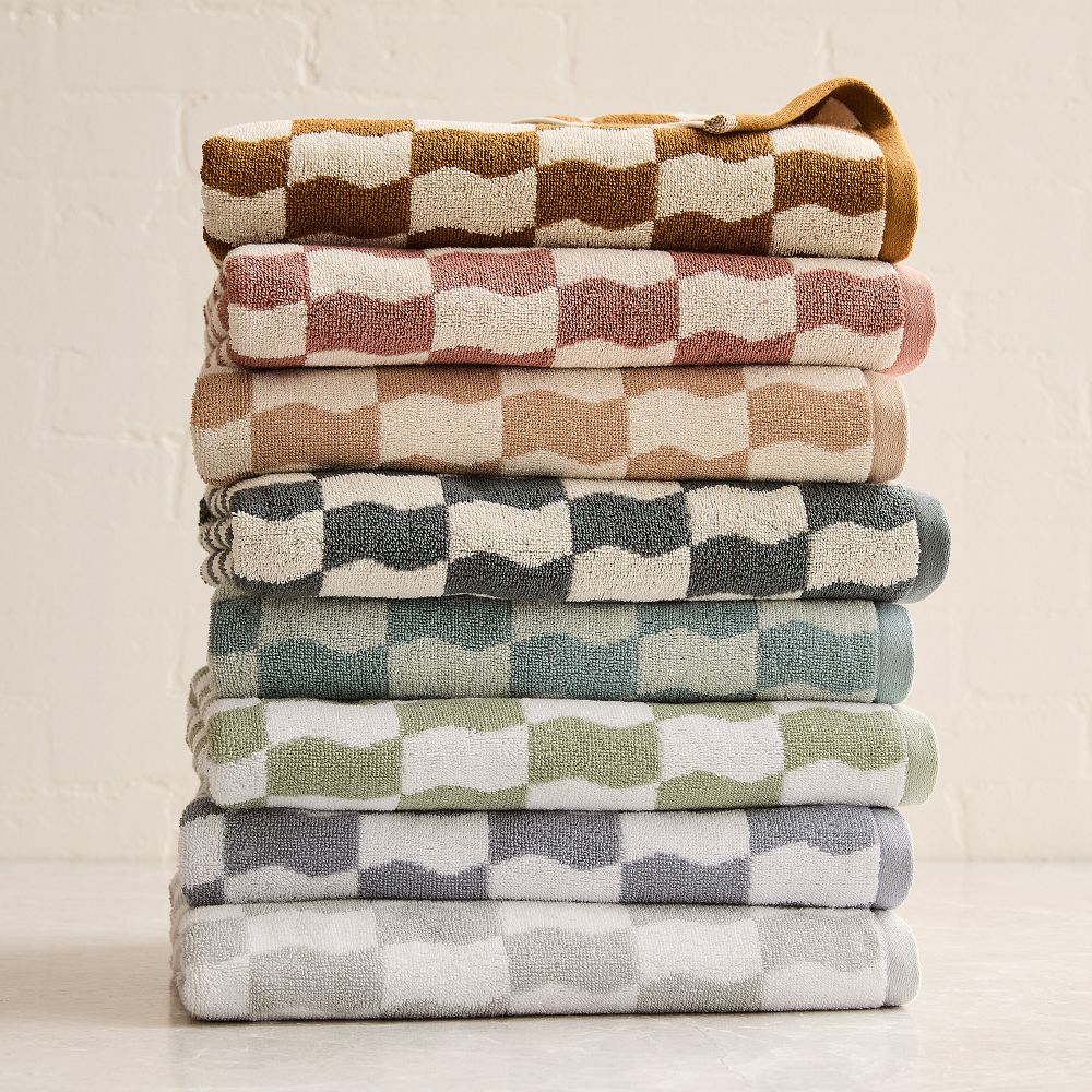 Wavy Blocks Towels | West Elm